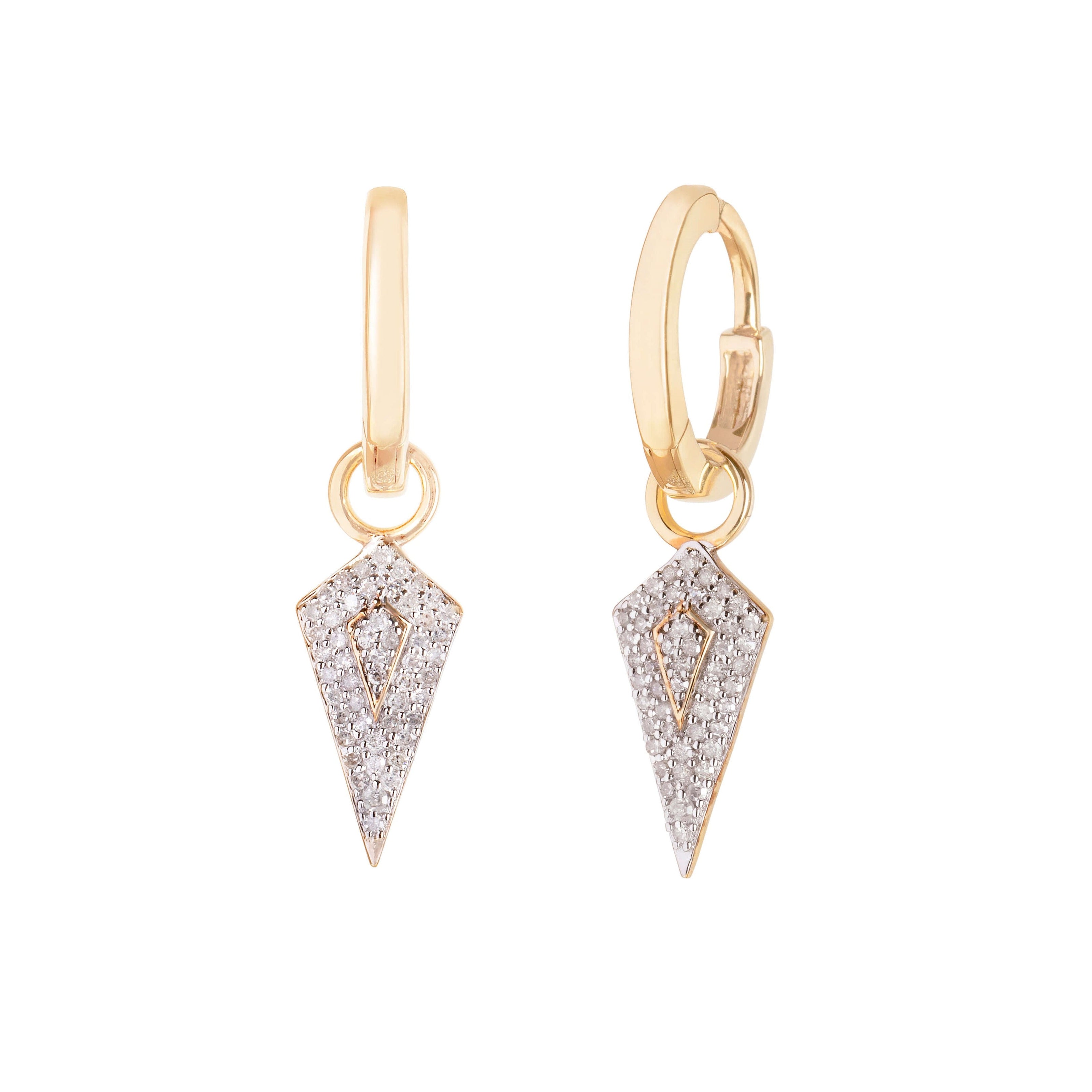 Diamond Rhombus Hoop Earrings 9k Gold